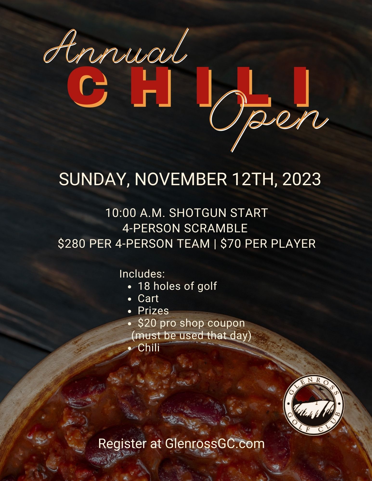 Annual Chili Open Golf Outing - Glenross Golf Club